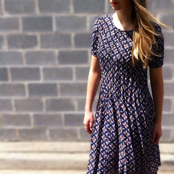 Tri Pleat Dress Special Occasion Office Snowflake Print | Etsy