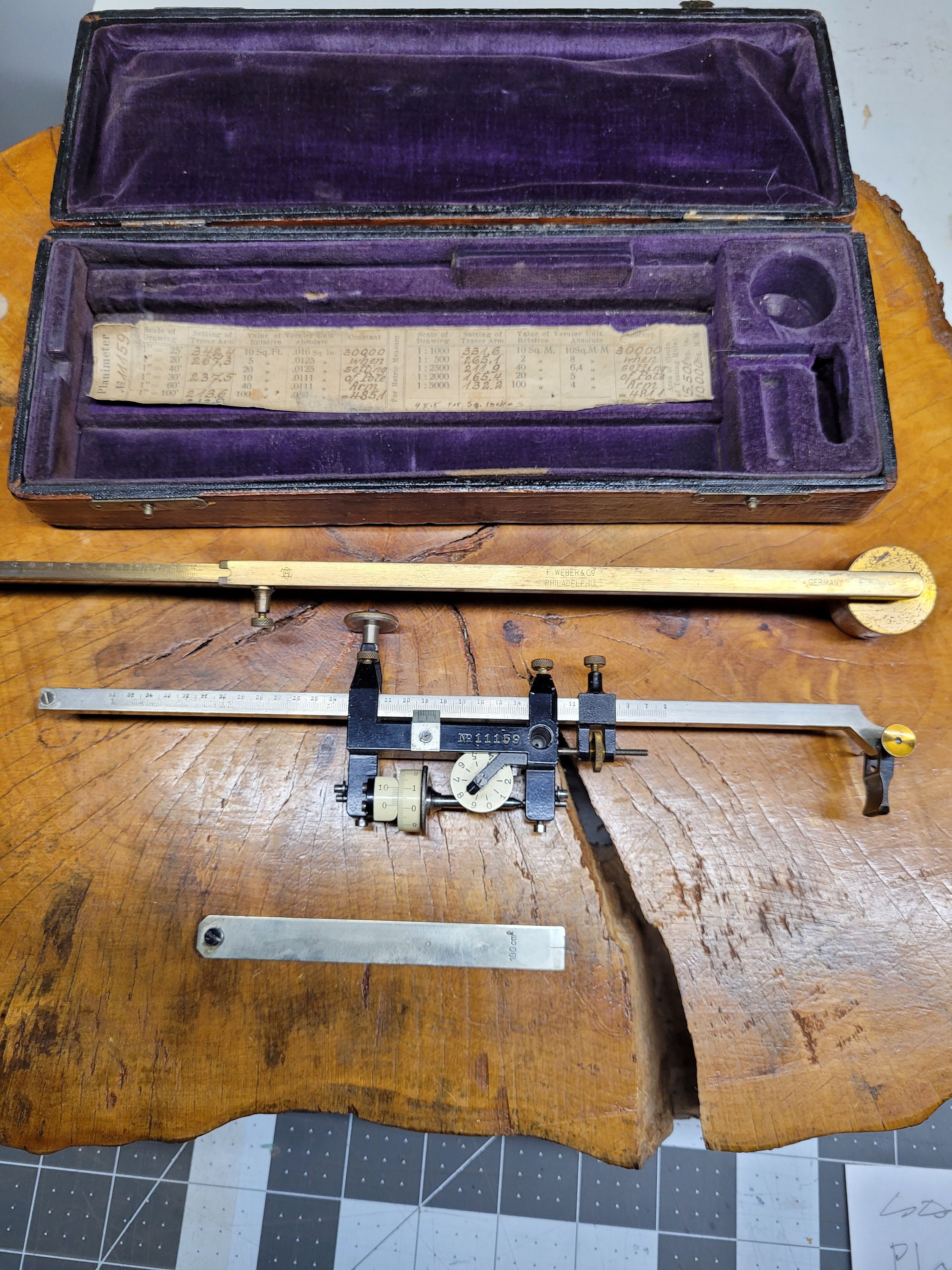 Rare F. Weber Planimeter, Original Wooden Case, Similar to K & E 4242 ...