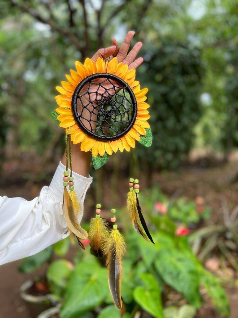 Handmade Sunflower Dream Catchers, Dream Catchers for Bedroom, Feather ...