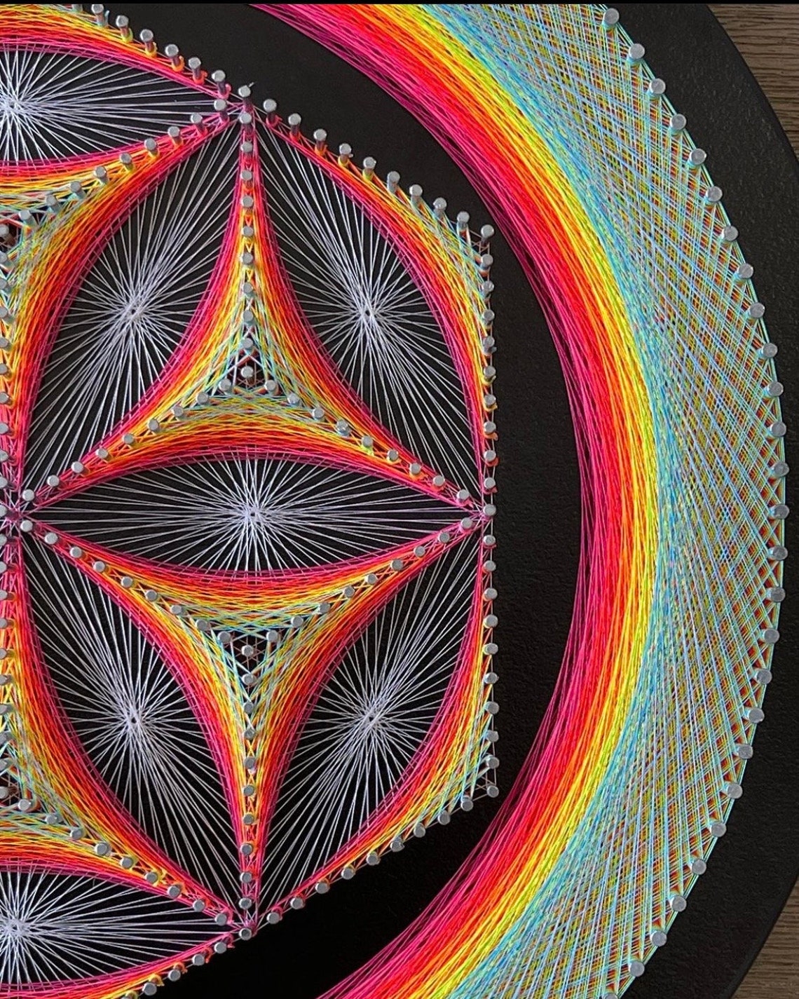 Design String Art, Wall Art, Spiritual Wall Decor, Wall Hanging, Meditation Art, Wood Art, Nail ...