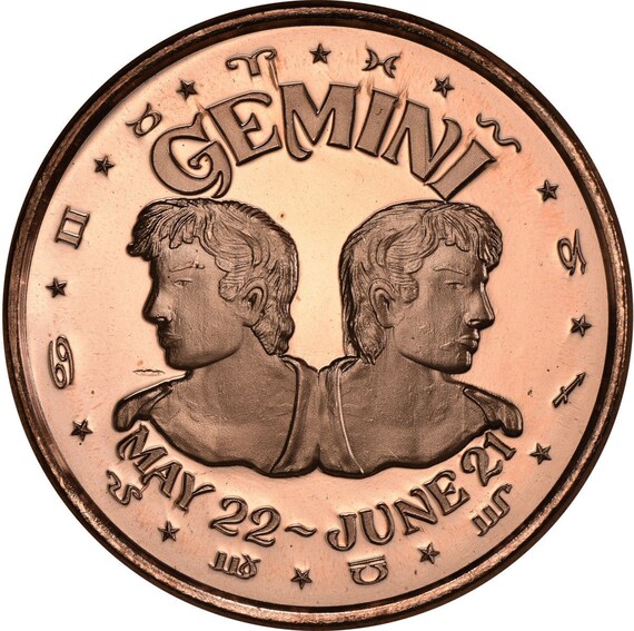 Zodiac Series Gemini 1oz .999 Copper Round - Etsy