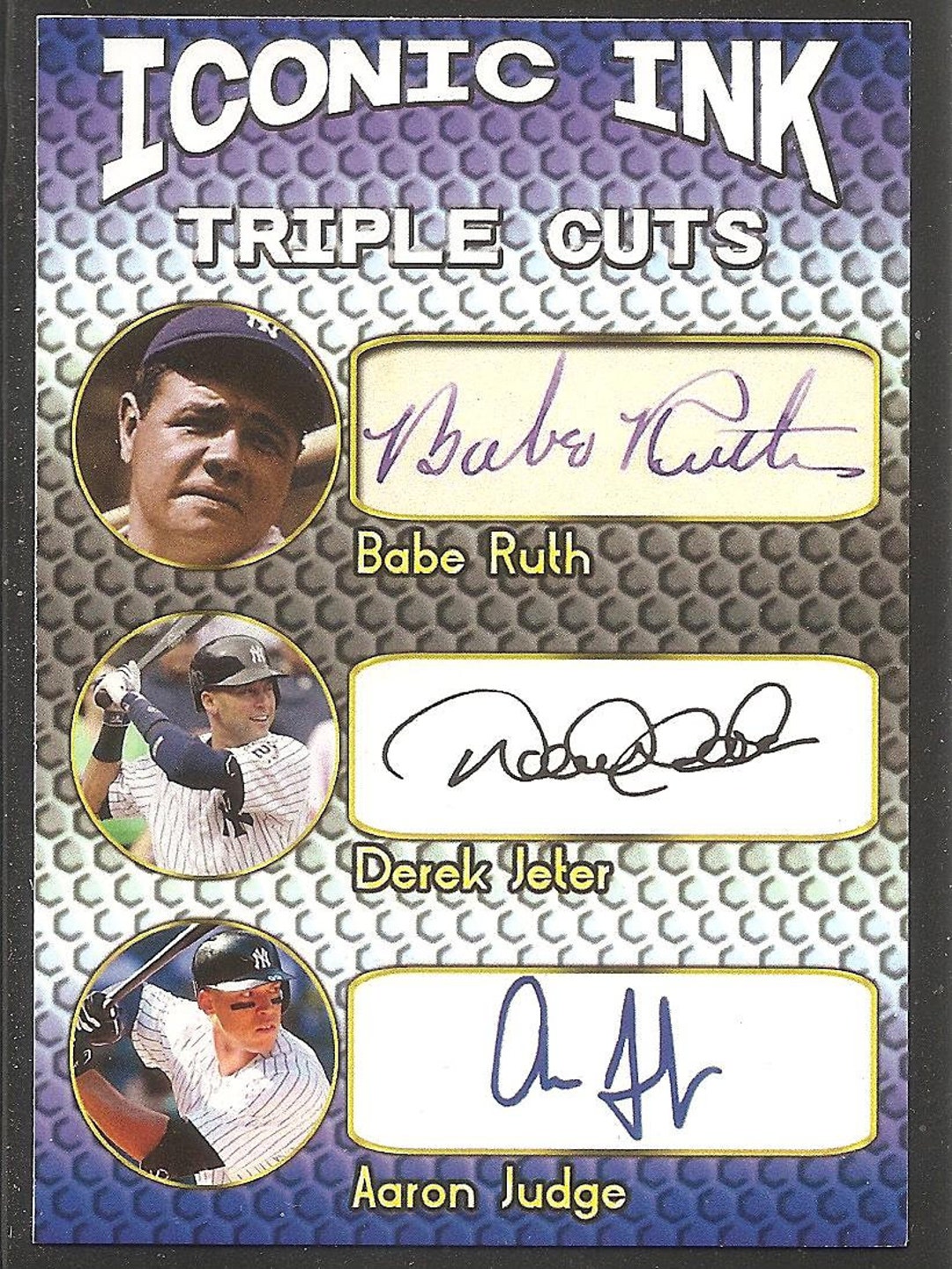 Babe Ruth, Derek Jeter, Aaron Judge Iconic Ink Card With Facsimile Autographs - Etsy