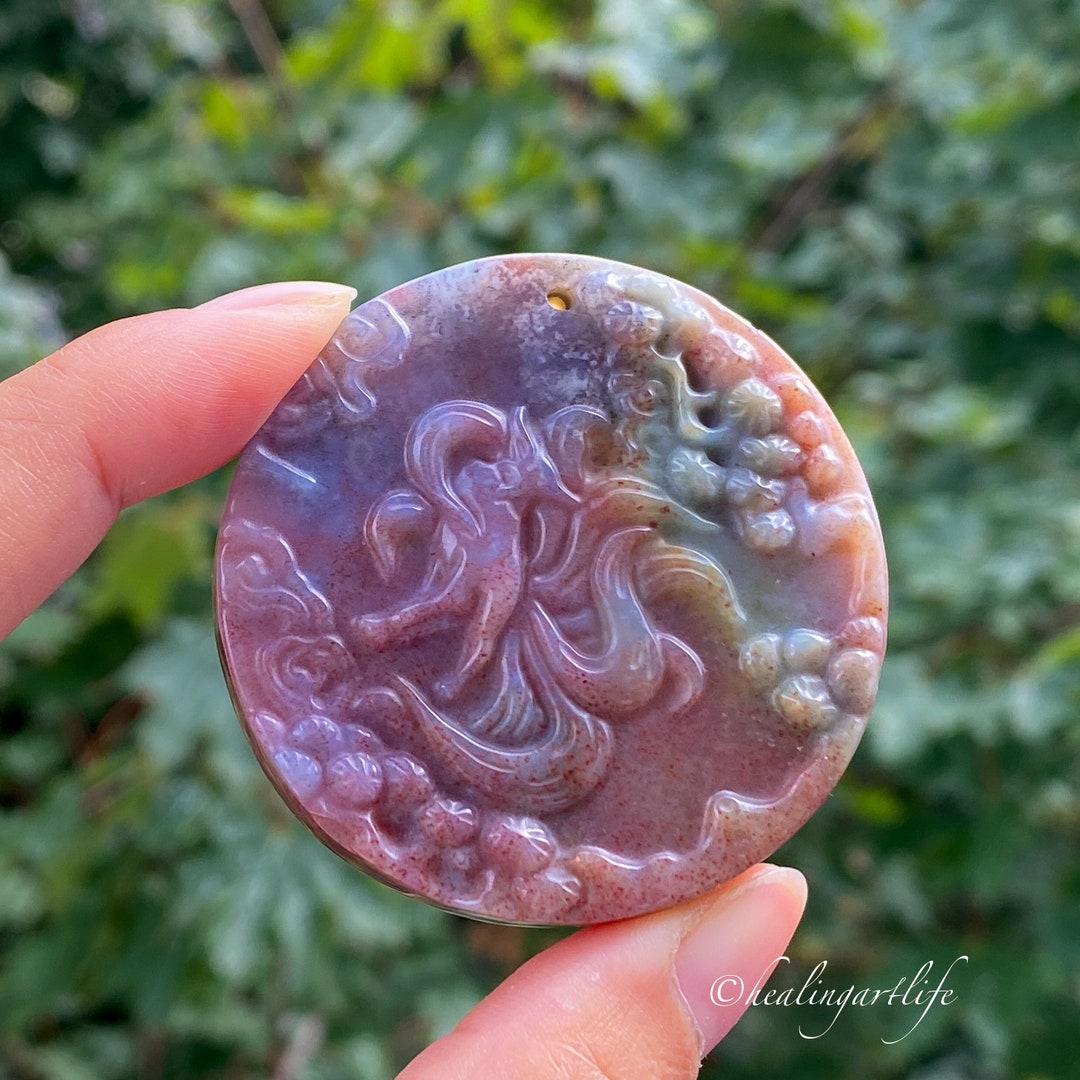 Embrace the Magic of Transformation | Ocean Jasper 9-tailed Fox Pendant ...