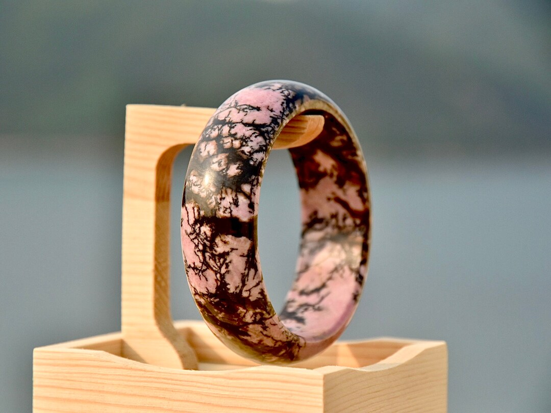 62mm Premium Rhodonite Gemstone Bangle - Christmas Gift for Her - Etsy