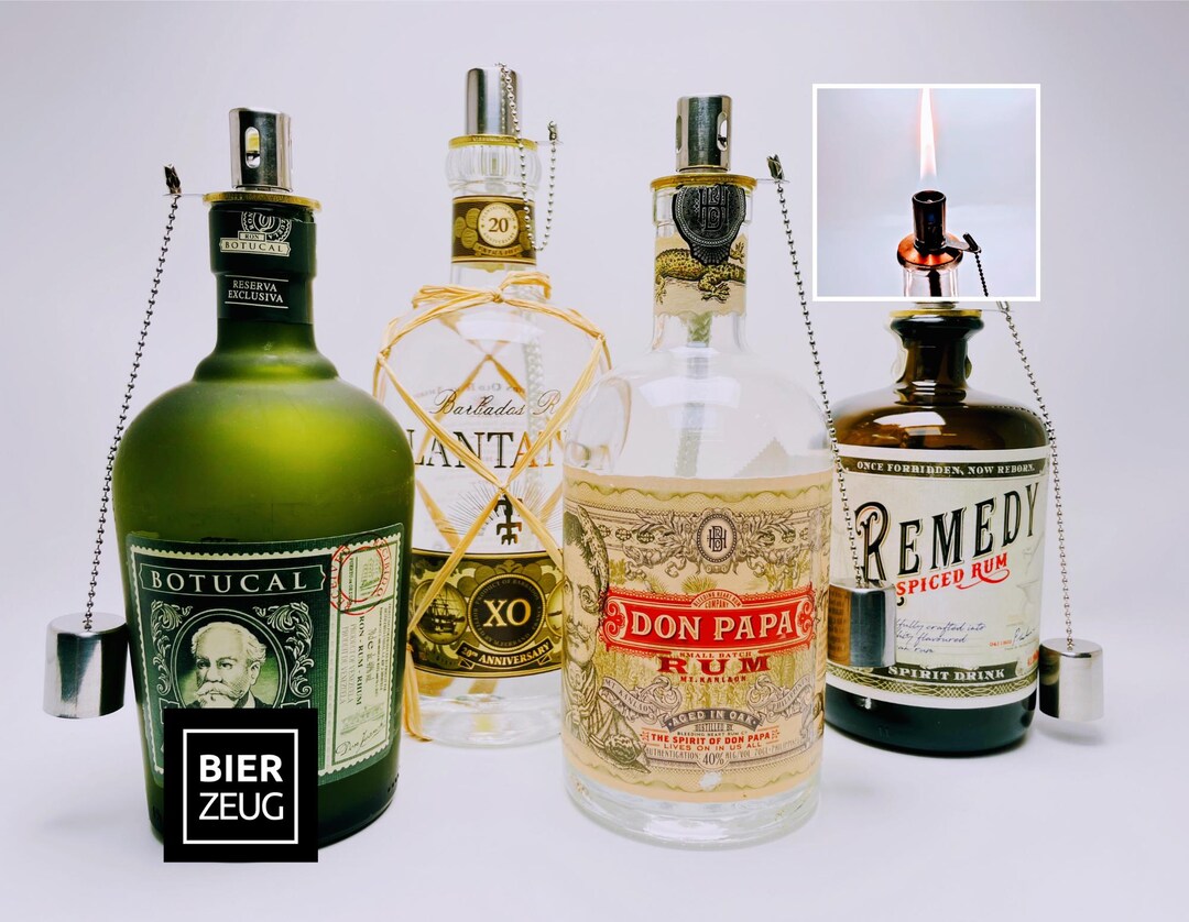 Rum Oil Lamp ”caribbean Fire” | Handcrafted From Rum Bottles ...