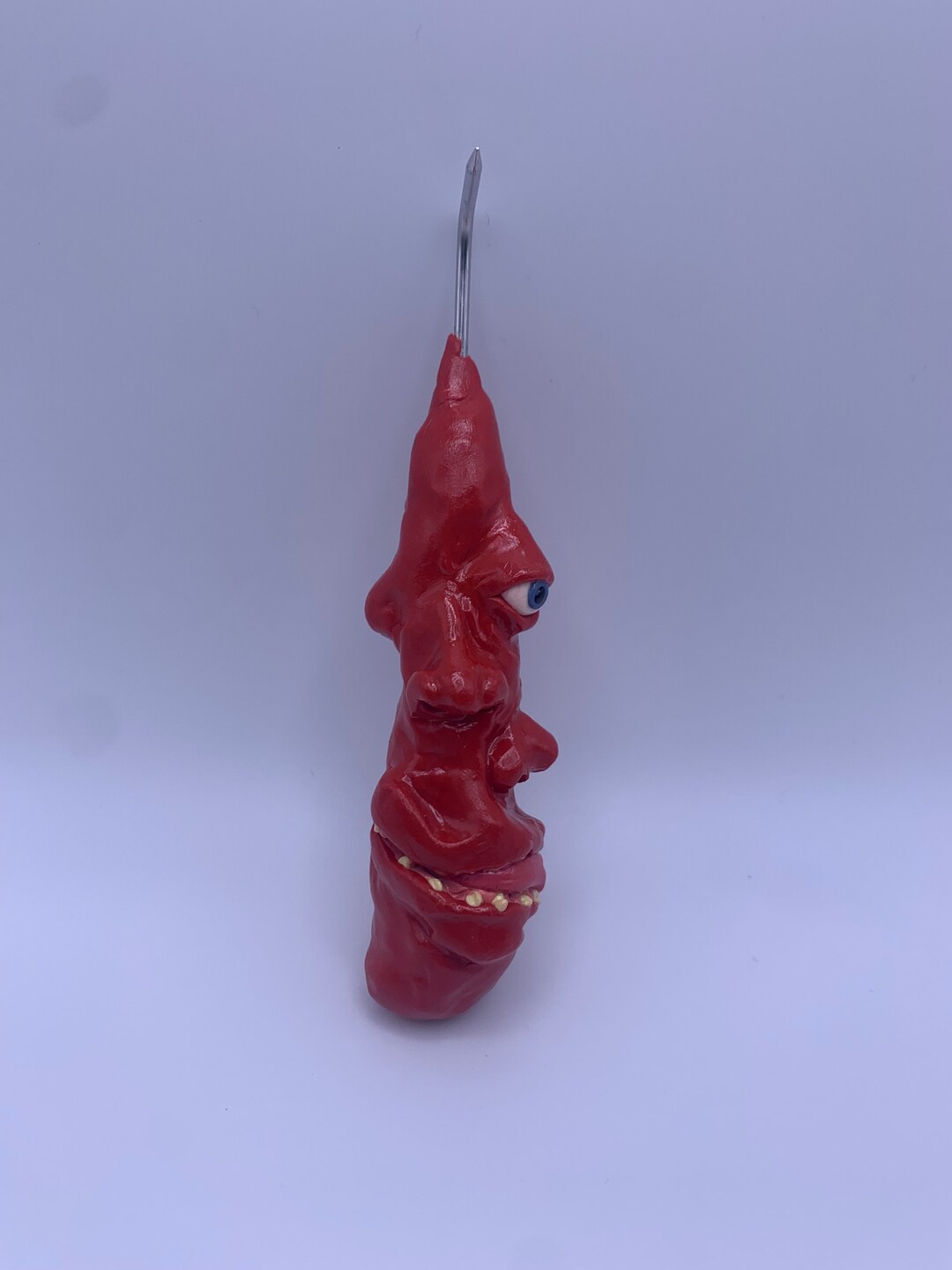 Weird Creepy Ergonomic Loom Hook With Eyes, Noses, and Mouthes Red ...