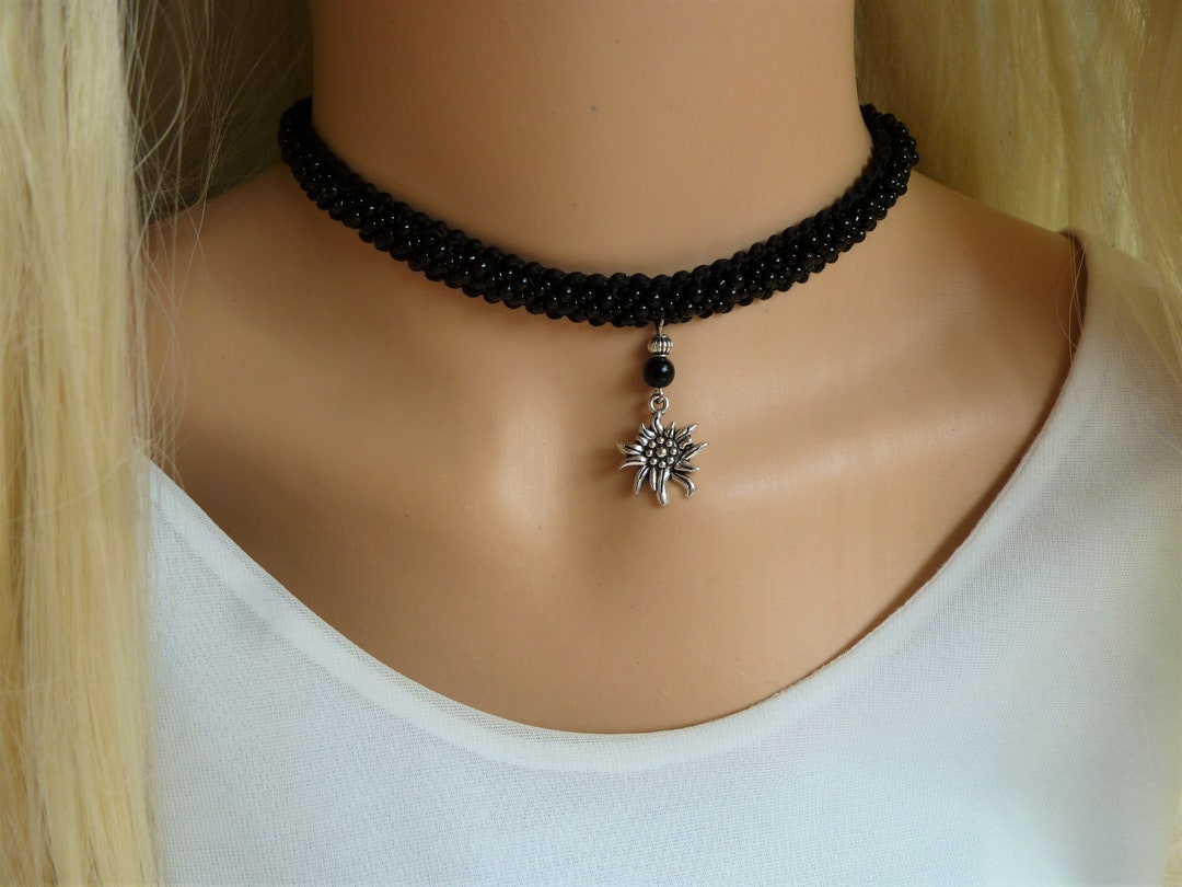 Choker, Choker, Goiter Necklace, Collar, Edelweiss, Dirndl Necklace ...