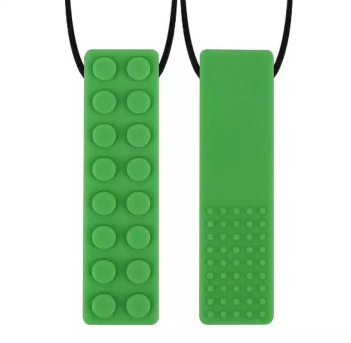 Lego/Brick shaped Chew Necklace & Fidget Marble Toy Green/Grey | Etsy