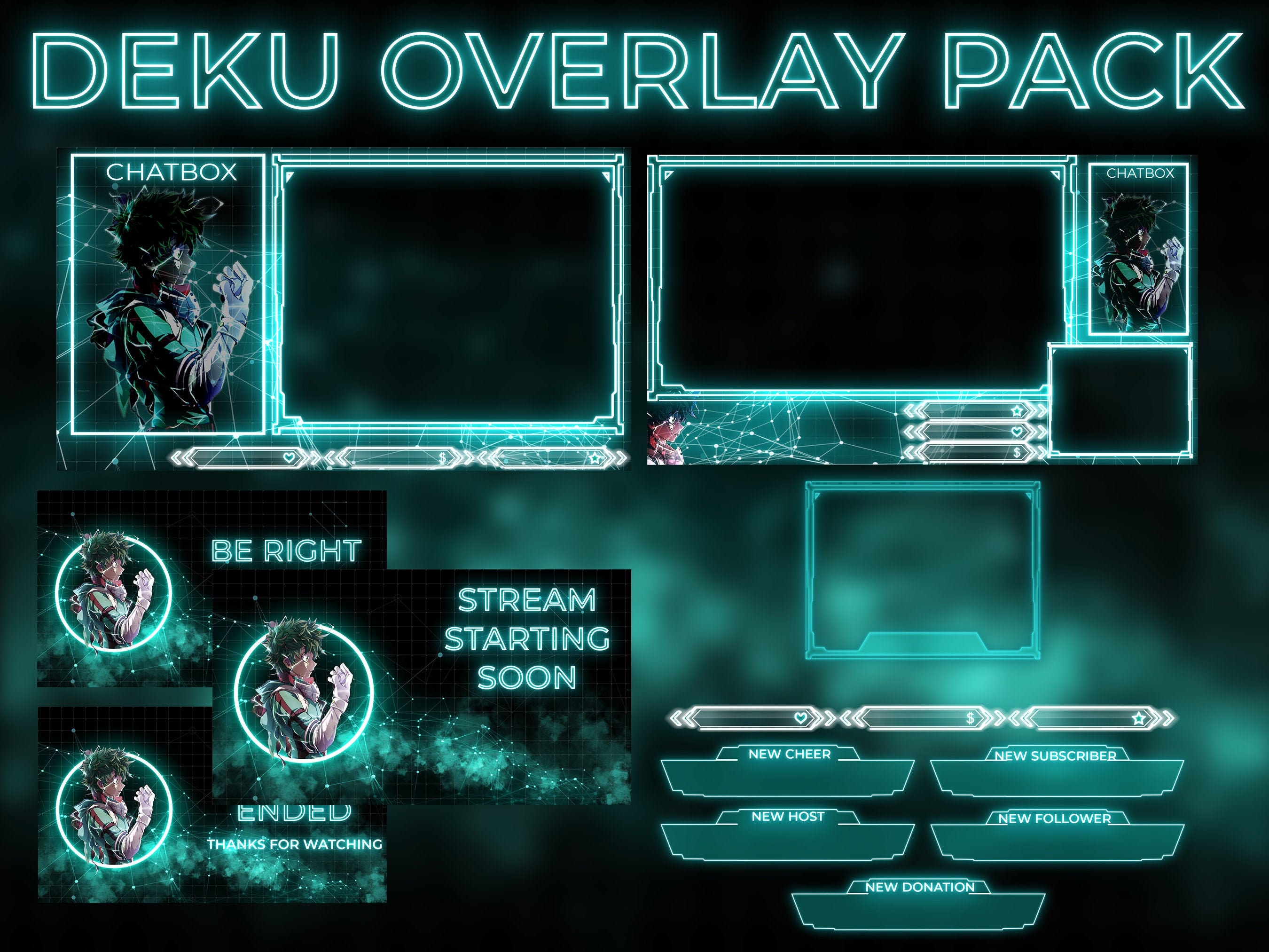 DEKU Animated Twitch Overlays / Animated Twitch Scene / | Etsy