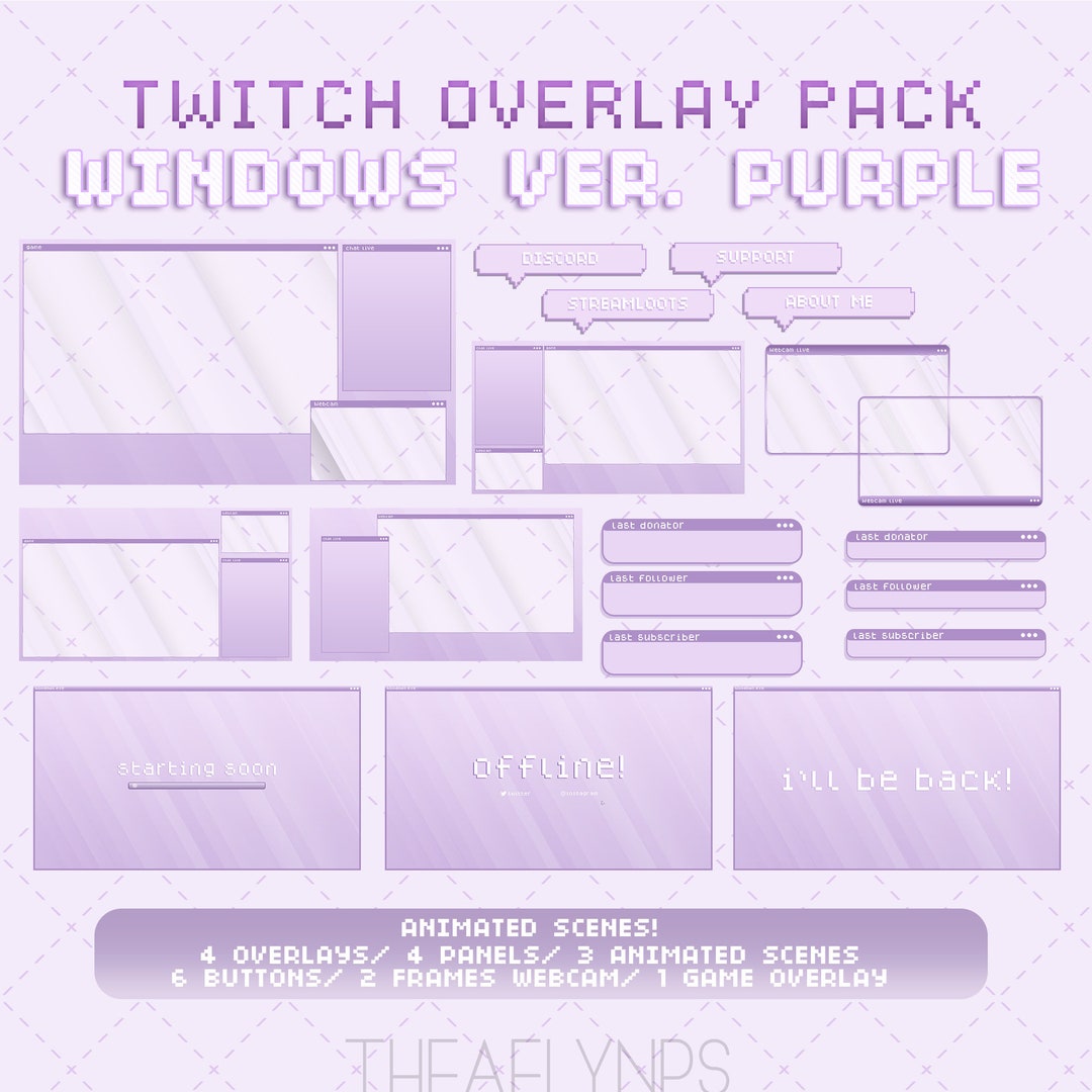 Twitch Overlay PACK windows Simple Purple Animated - Etsy