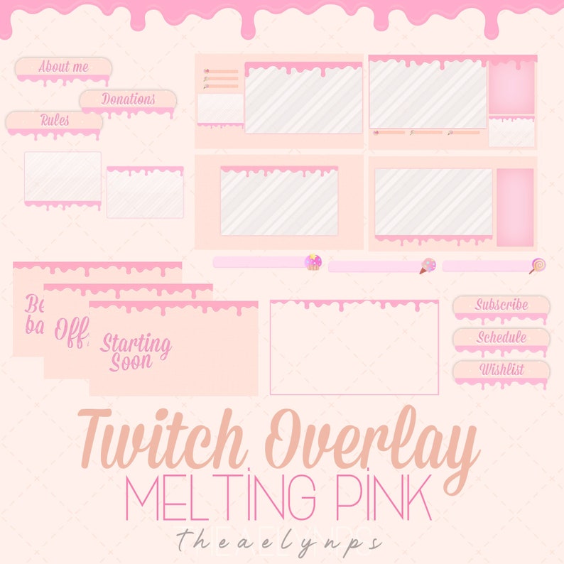 Twitch Overlay PACK melting Pink - Etsy