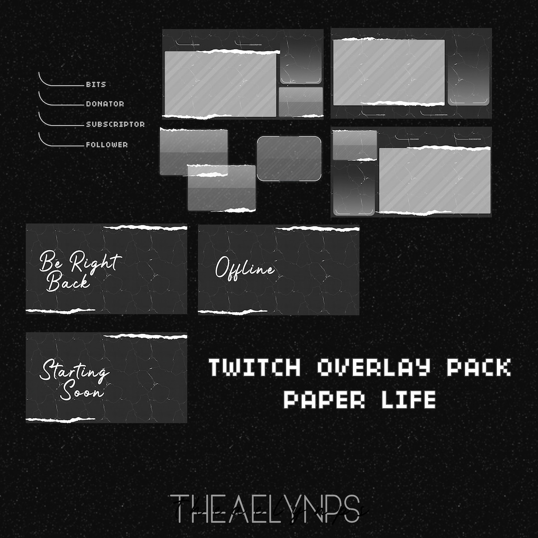 Twitch Overlay PACK paper Life - Etsy