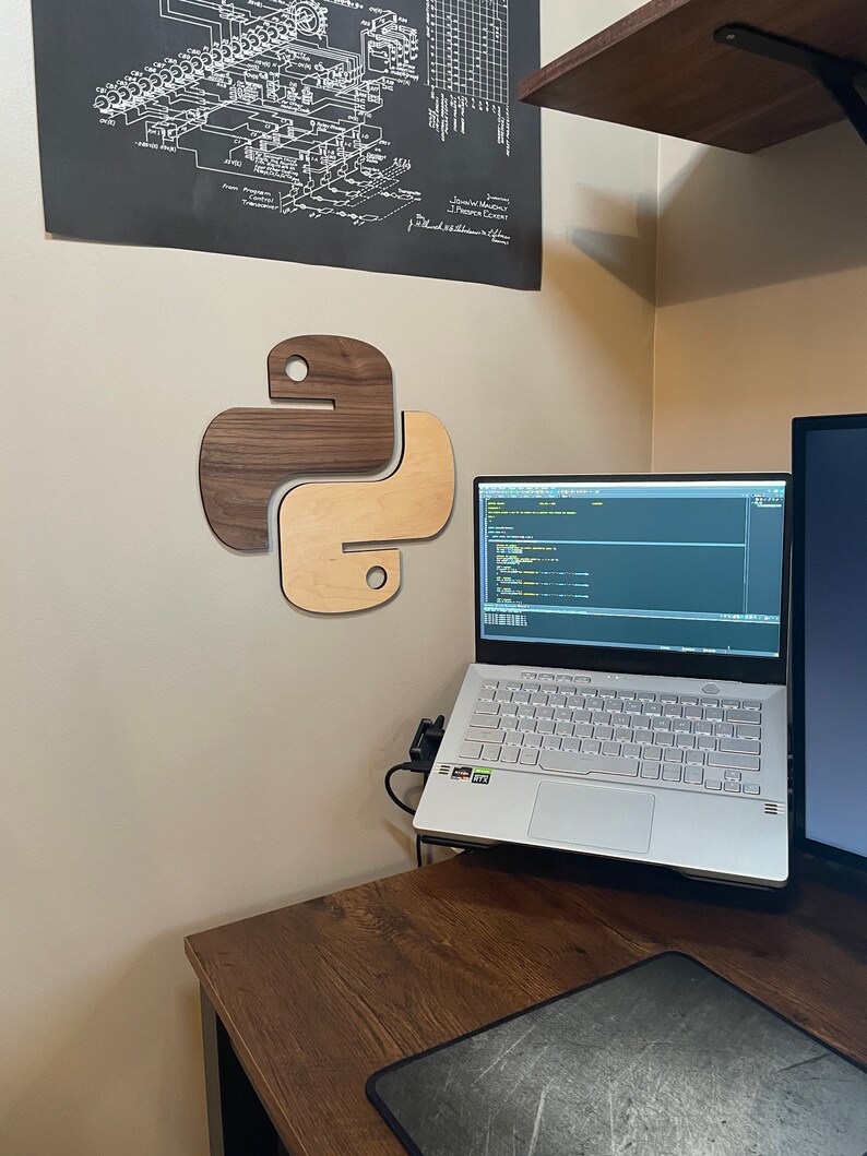 Python Logo Walnut & Maple Wall Decor | Etsy