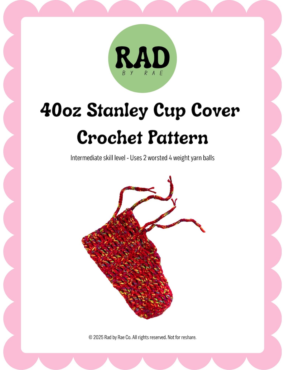 40oz Stanley Cup Cover Crochet Pattern - Etsy