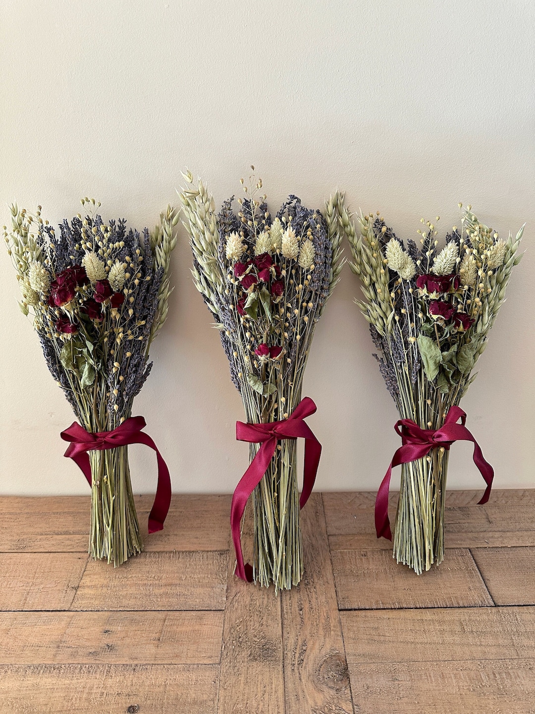 Dried Rose & Lavender Bouquet Everlasting Flower Arrangement Bridesmaid ...