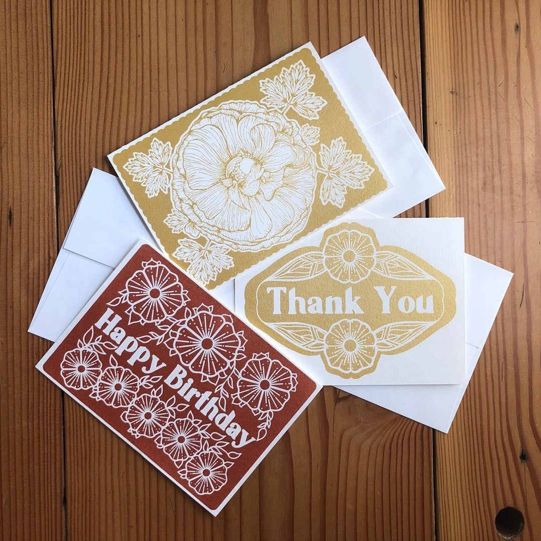 Greeting Card Box Set With Envelopes | Hand Printed Gift Set | Gift ...