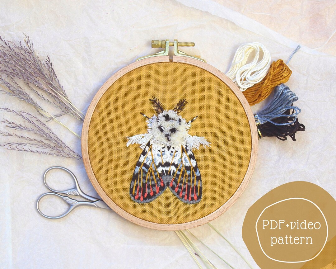 Miniature Embroidery Moth, Butterfly Embroidery Design, Insect Pdf ...