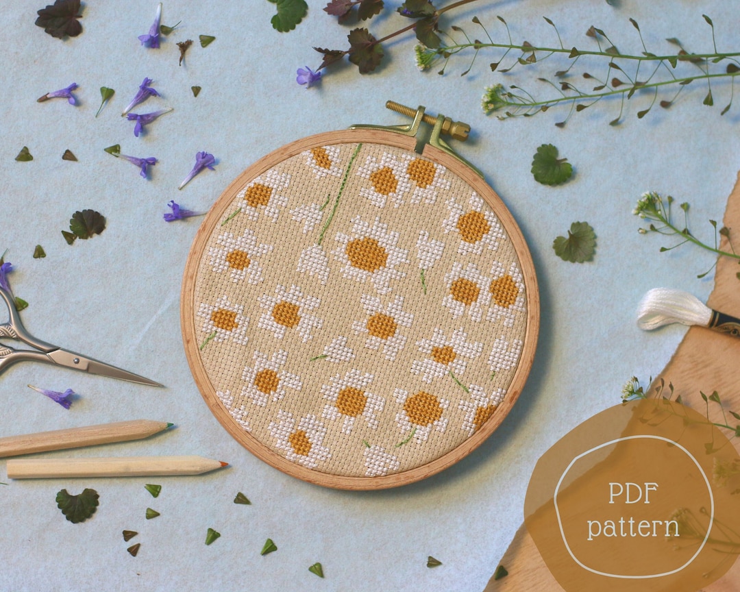 Daisy Embroidery, Simple Cross Stitch Pattern for Beginners. - Etsy