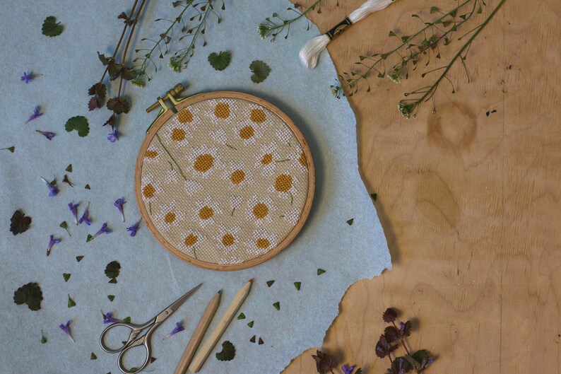 Daisy Embroidery, Simple Cross Stitch Pattern for Beginners. - Etsy