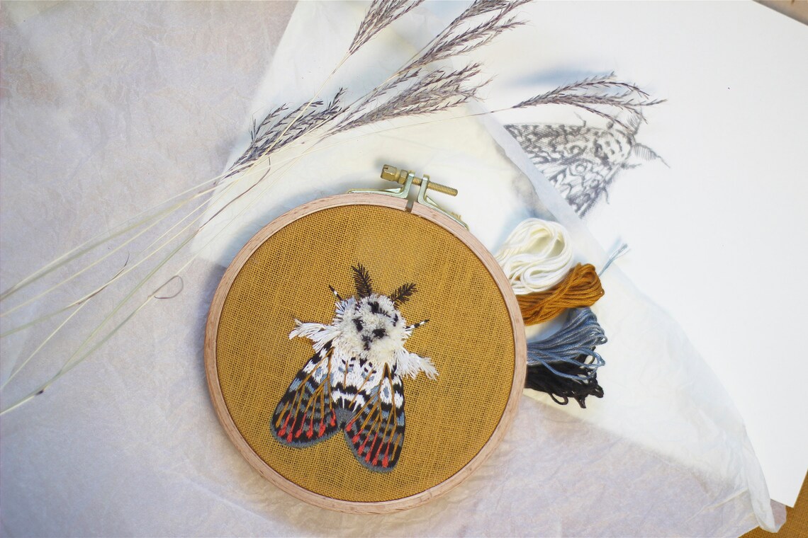 Miniature Embroidery Moth Butterfly Embroidery Design Insect - Etsy