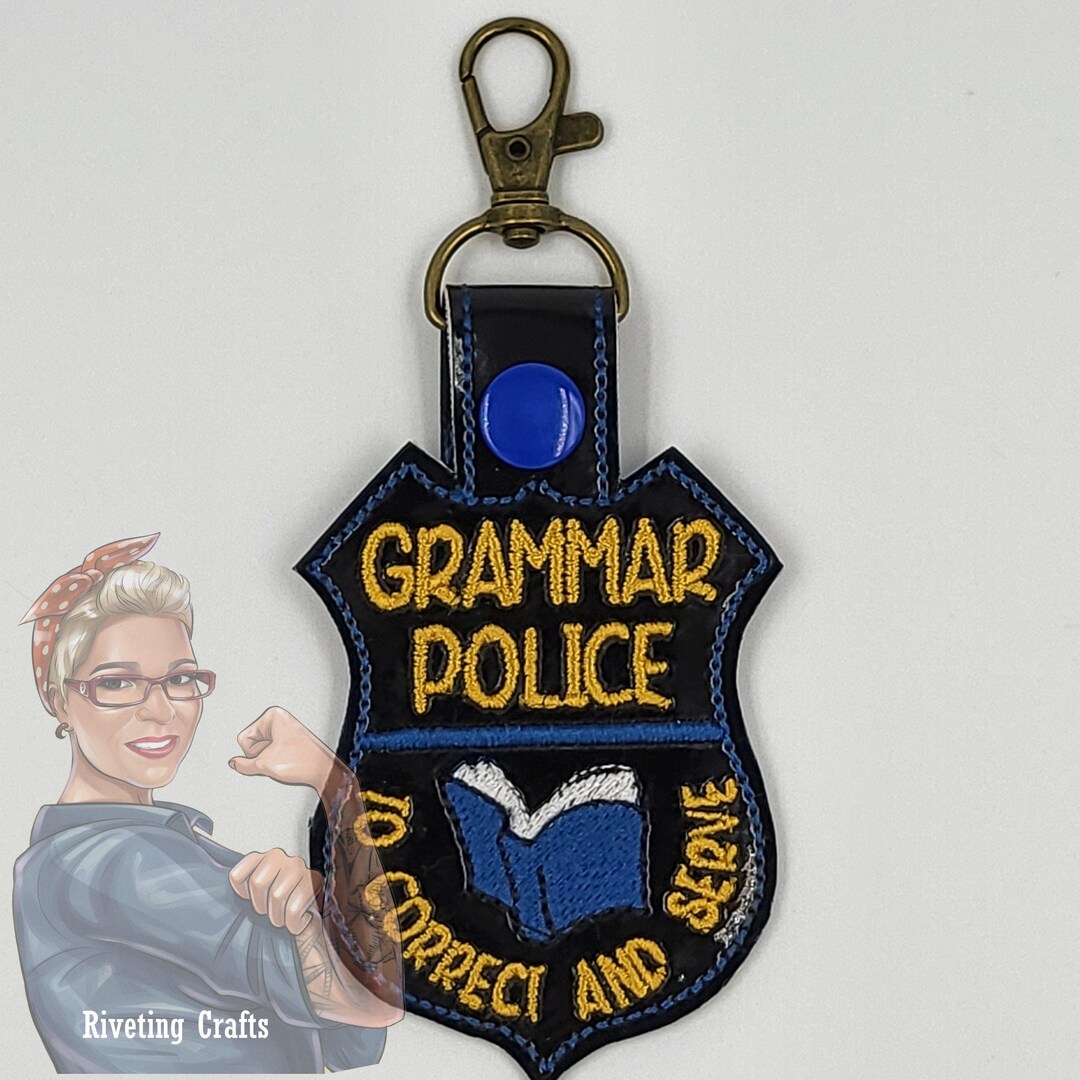 Grammar Police Badge Keychain: Funny Book Lover Gift - Etsy