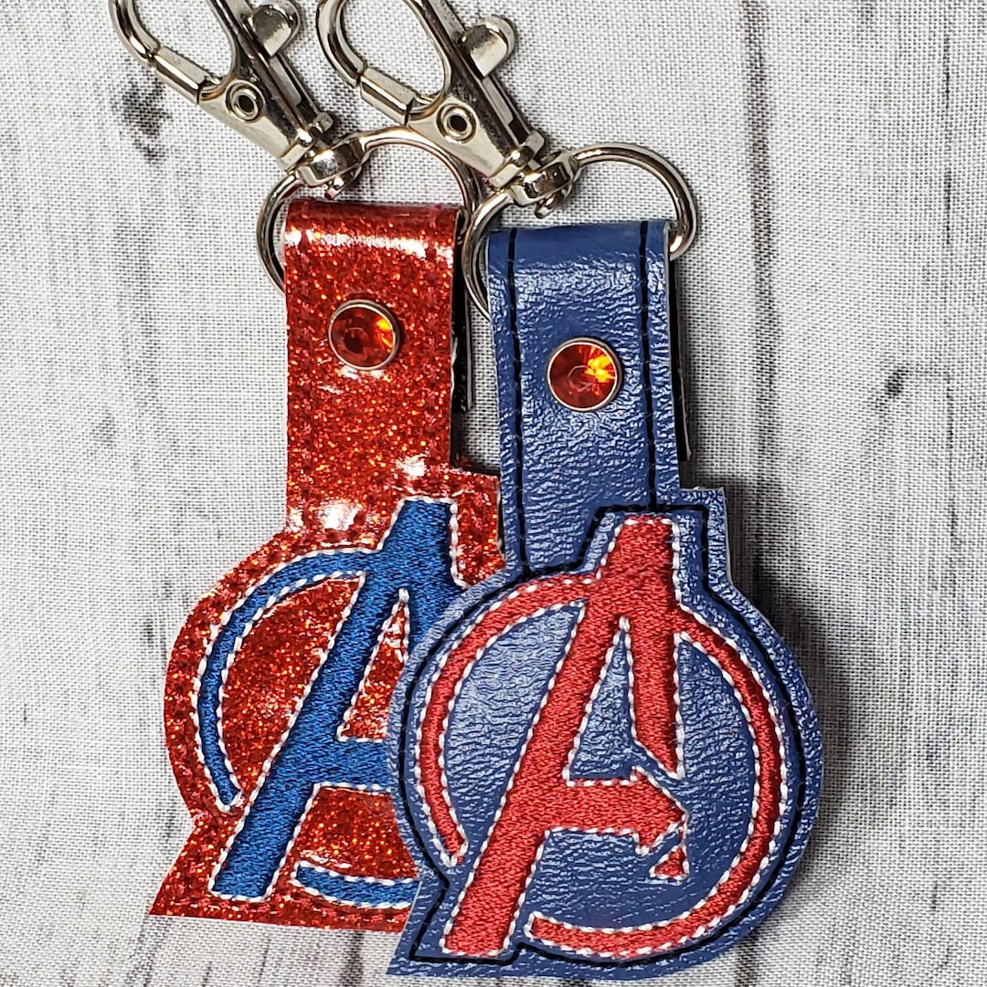 Avengers Logo Keychain: Faux Leather Superhero Key Ring - Etsy