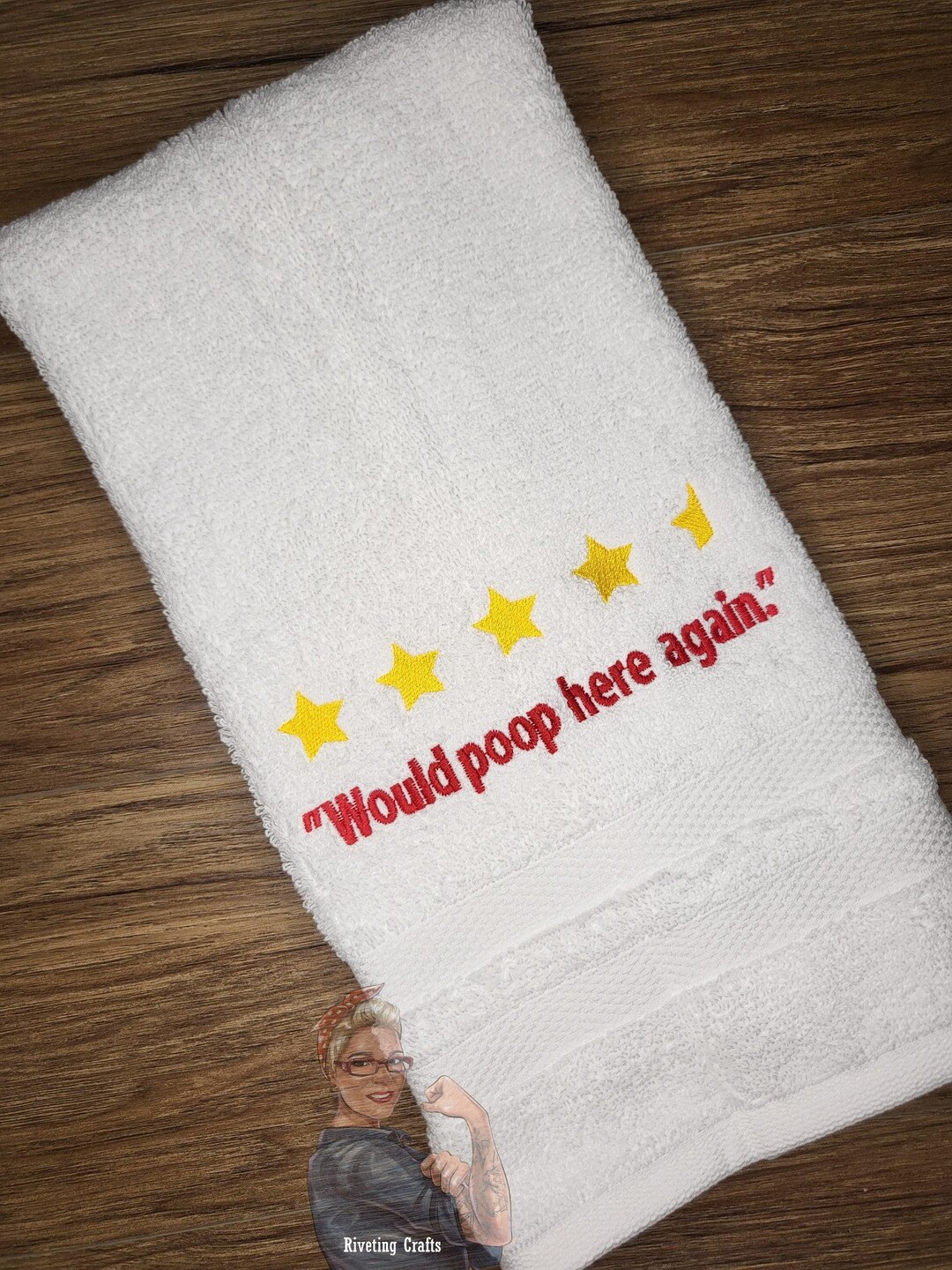 Funny Bathroom Hand Towel: "would Poop Here Again" Embroidered Decor - Etsy