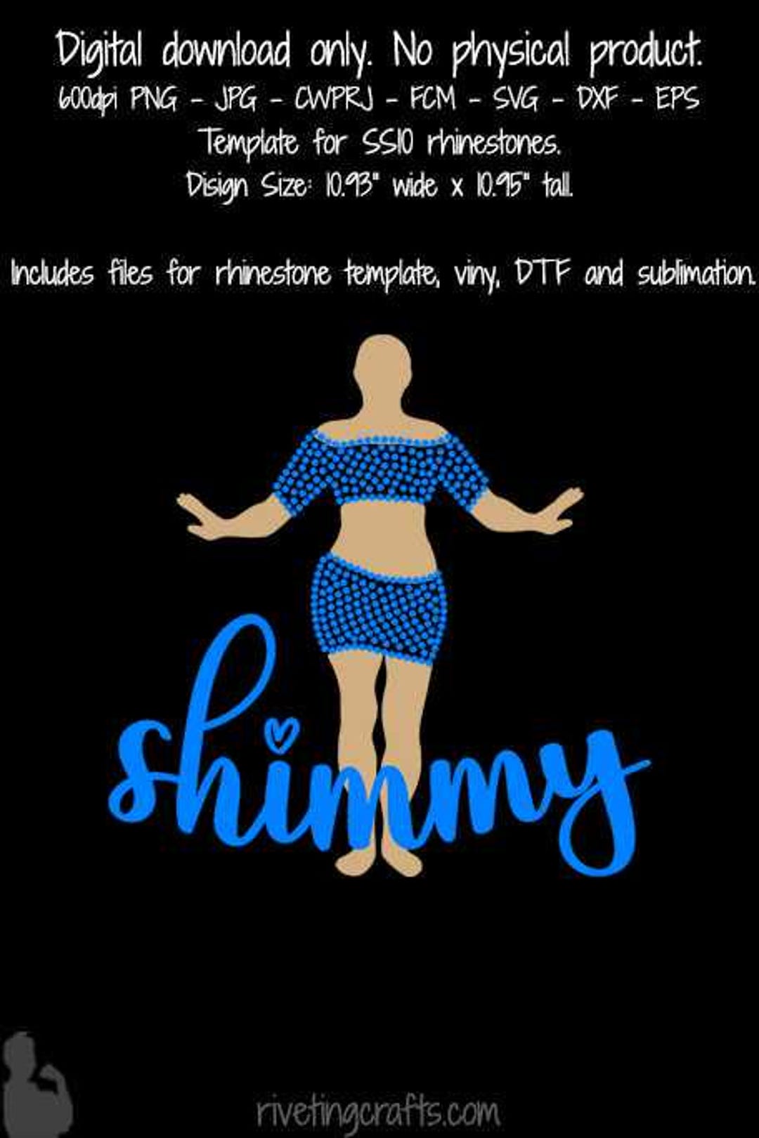 Shimmy SVG PNG and Rhinestone Template for Belly Dancer Silhouette ...