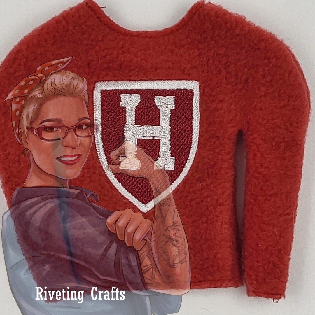 Harvard Elf Outfit: Embroidered Fleece Doll Clothes, Ivy League Pride ...