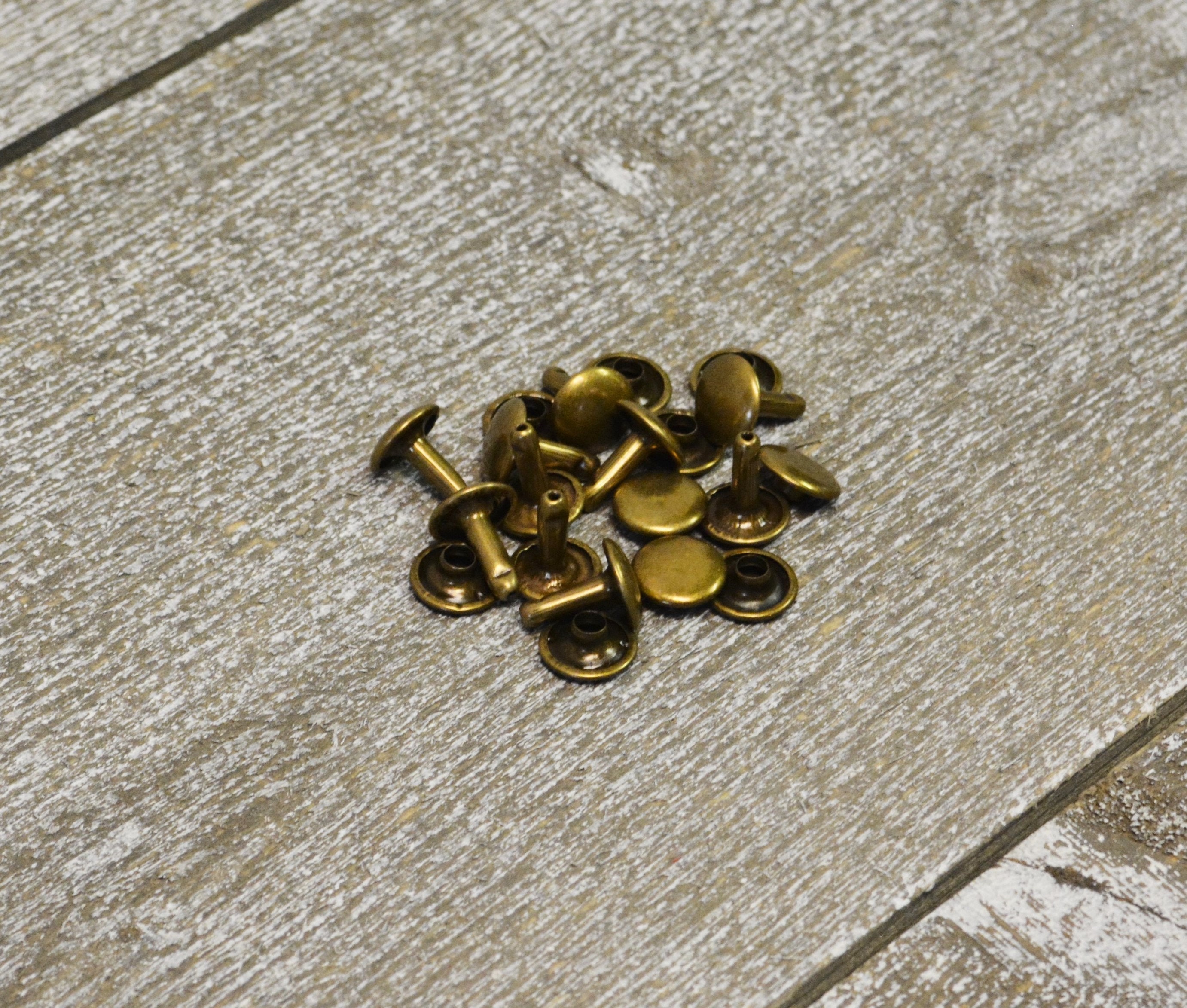 100 Sets Rivets, Double Cap Rivets, Antique Brass Leather Rivets ...