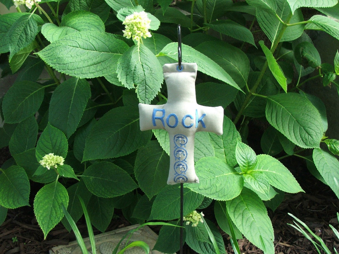 Embroidered Decorative Garden Cross, Indoor/outdoor Stuffed Fabric ...