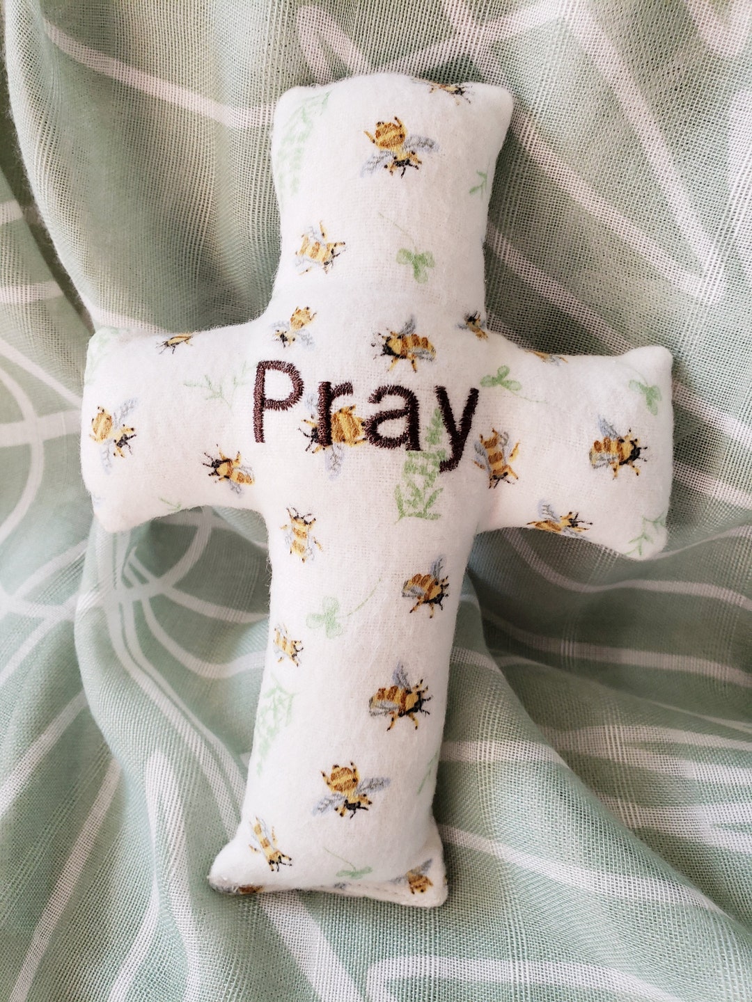 Soft, Stuffed, Handheld, Fabric Comfort Crosses, Milk and Honey Flannel ...