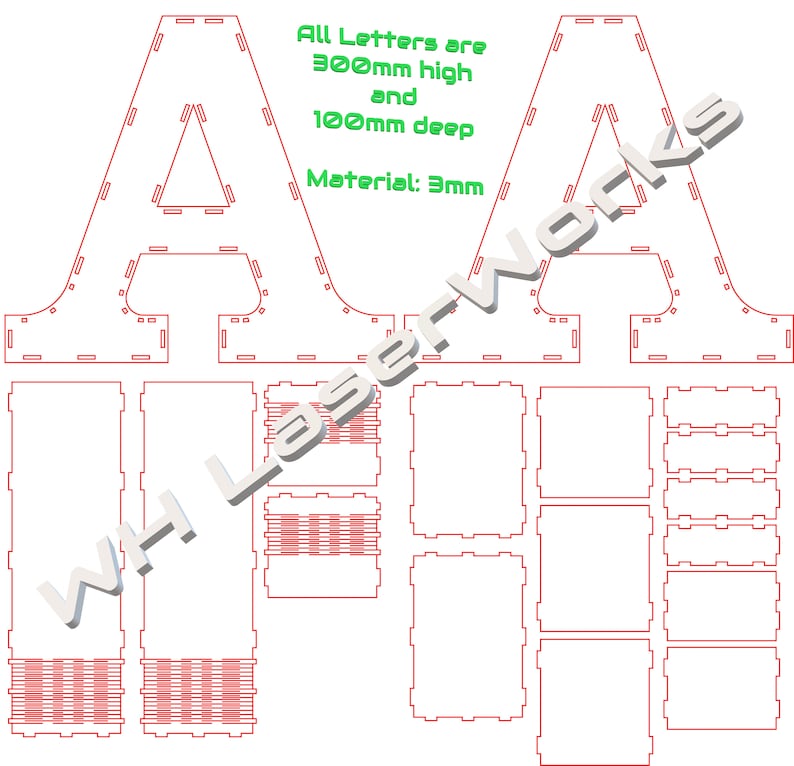 Alphabet Boxes 3D Alphabet Digital Lasercut File - Etsy