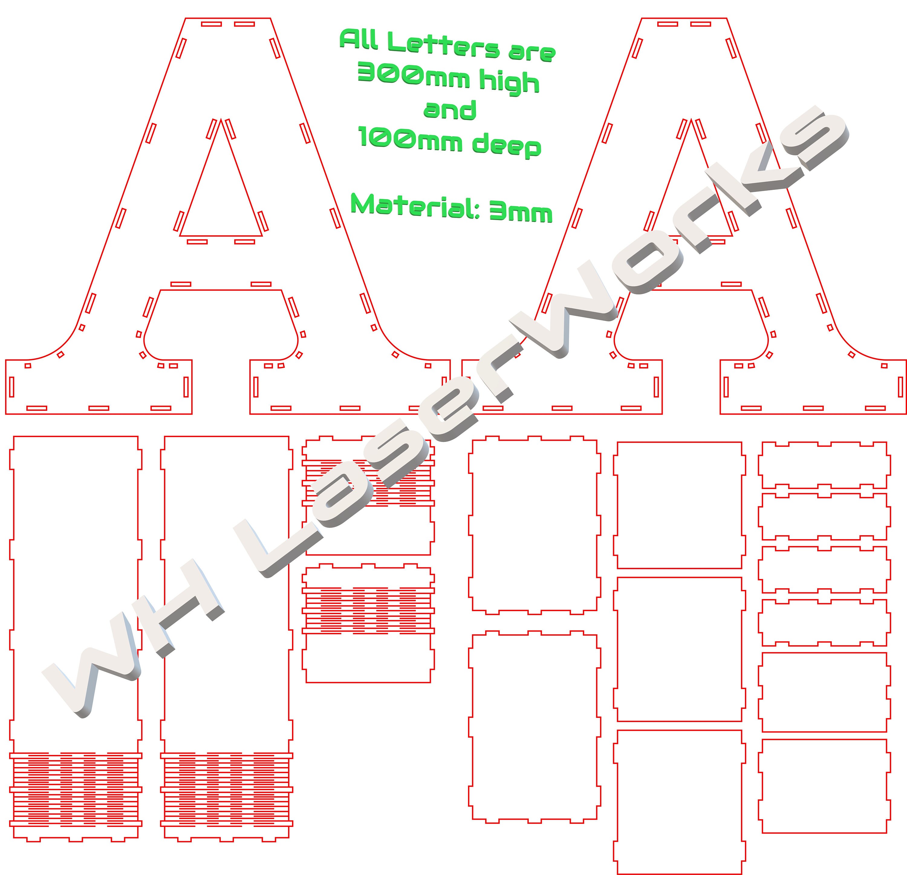 Alphabet Boxes 3D Alphabet Digital Lasercut File - Etsy UK