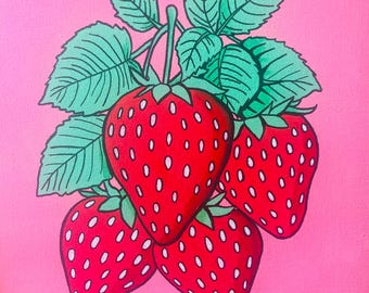 Mini Strawberry Print - Etsy