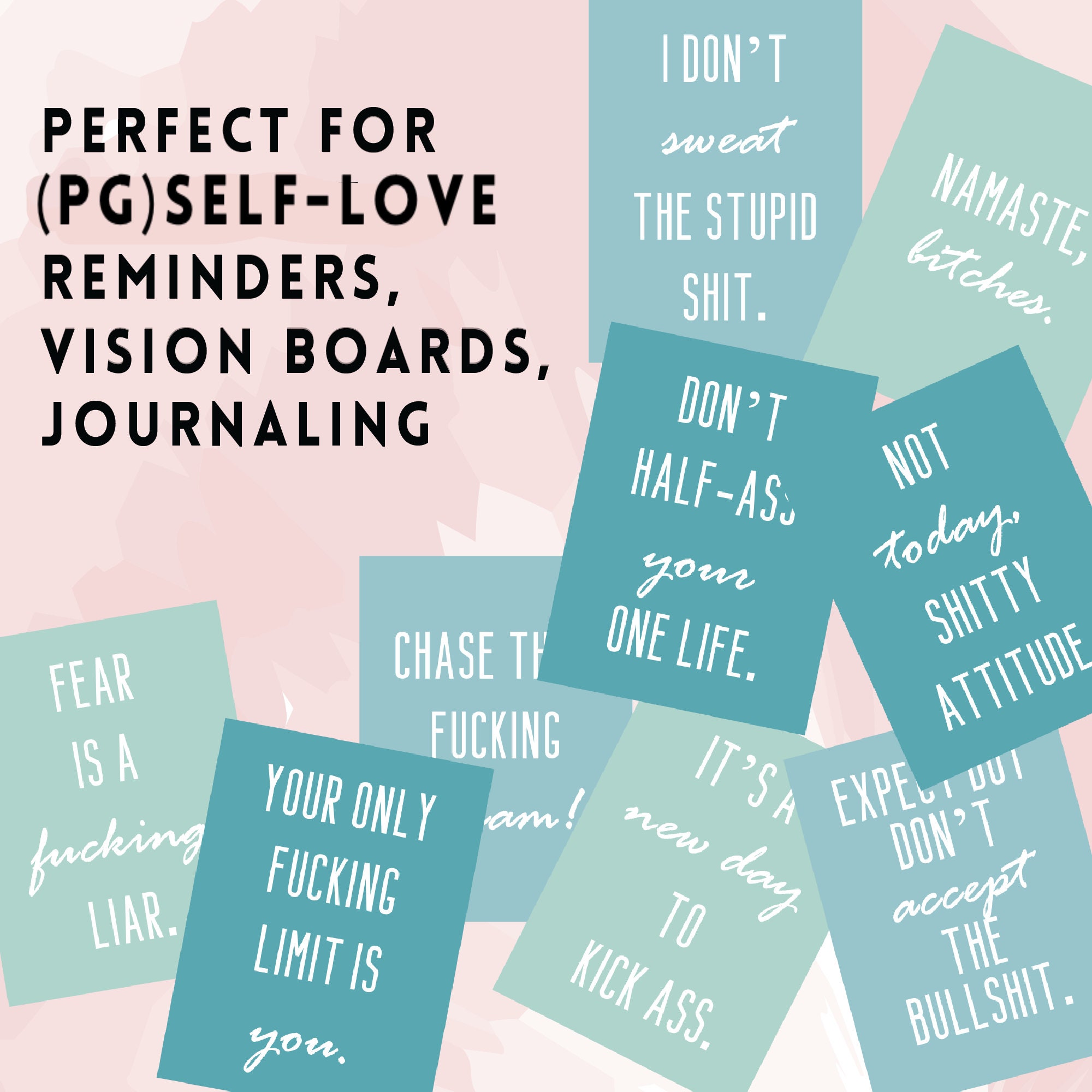 Sweary Motivation | Printable Affirmation Cards | Self-love | Personal ...