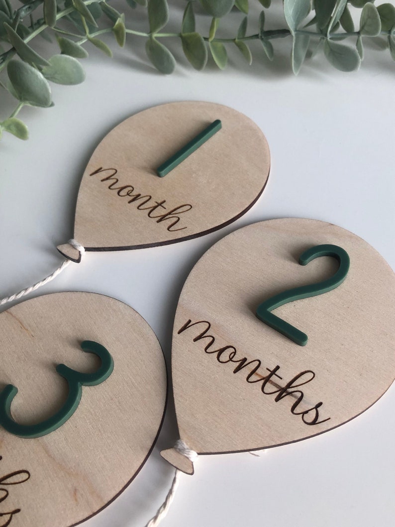 Wooden Monthly Milestone Balloon for Baby Photos Newborn - Etsy