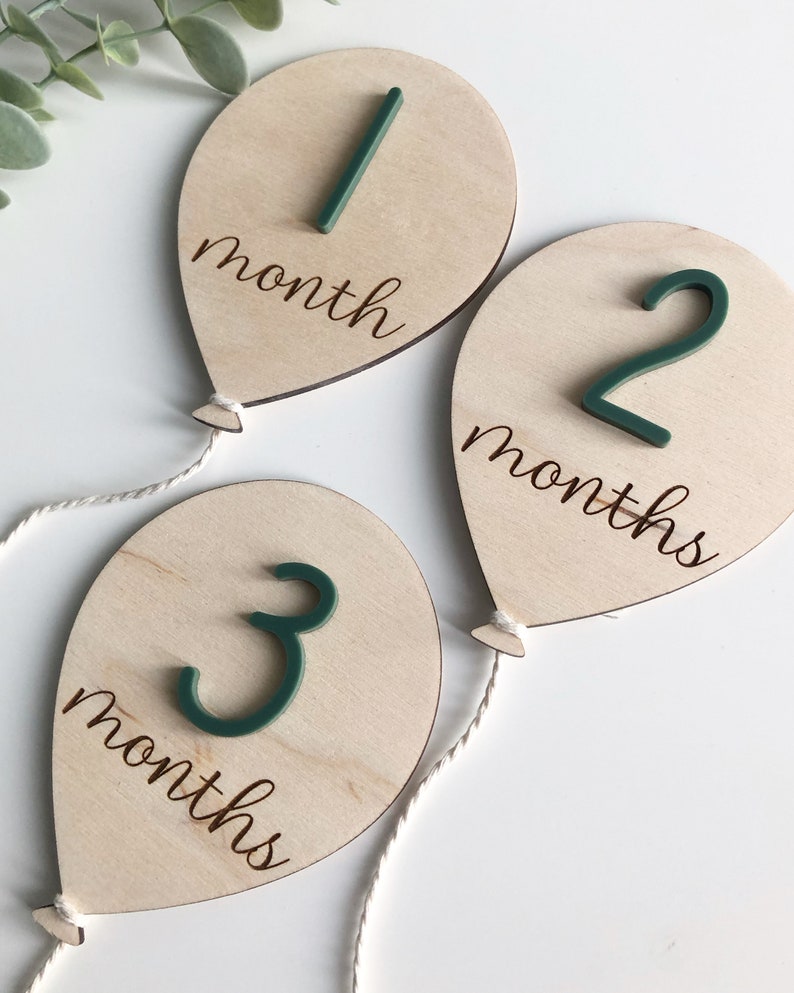Wooden Monthly Milestone Balloon for Baby Photos Newborn - Etsy
