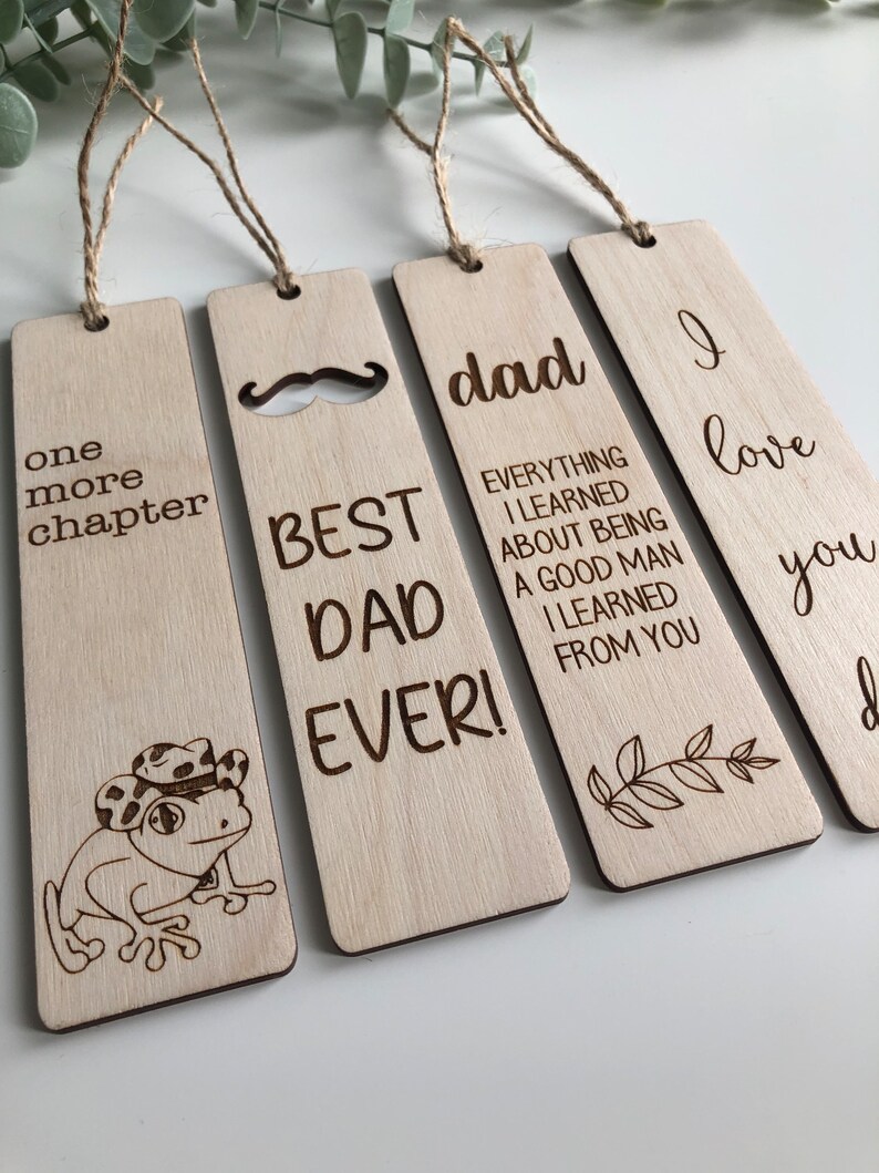 Fathers Day Wood Bookmarks Dad Themed Book Marks Fathers - Etsy