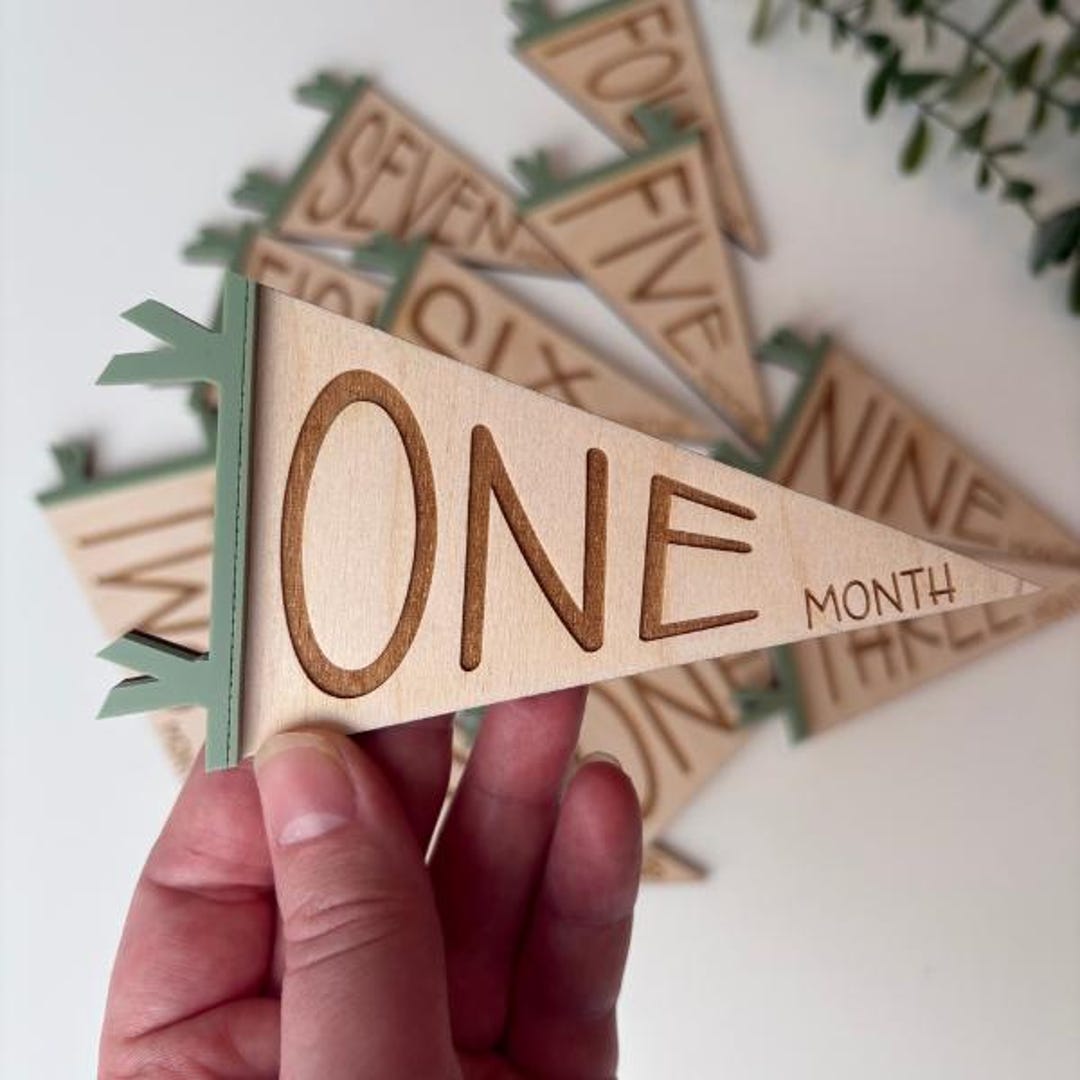 Wooden Monthly Milestone Pennant Flags for Baby Photos | Newborn ...
