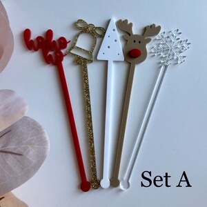 Christmas Swizzle Sticks Xmas Stir Sticks Reindeer Stir Stick Tree Stir ...