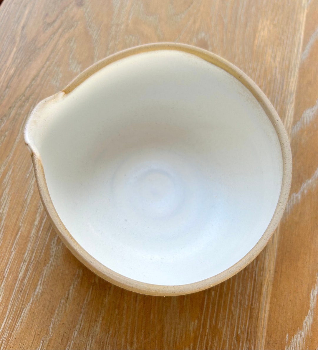 Small Pouring Bowl With Spout, Hand Thrown Stoneware, Matt White Glaze ...
