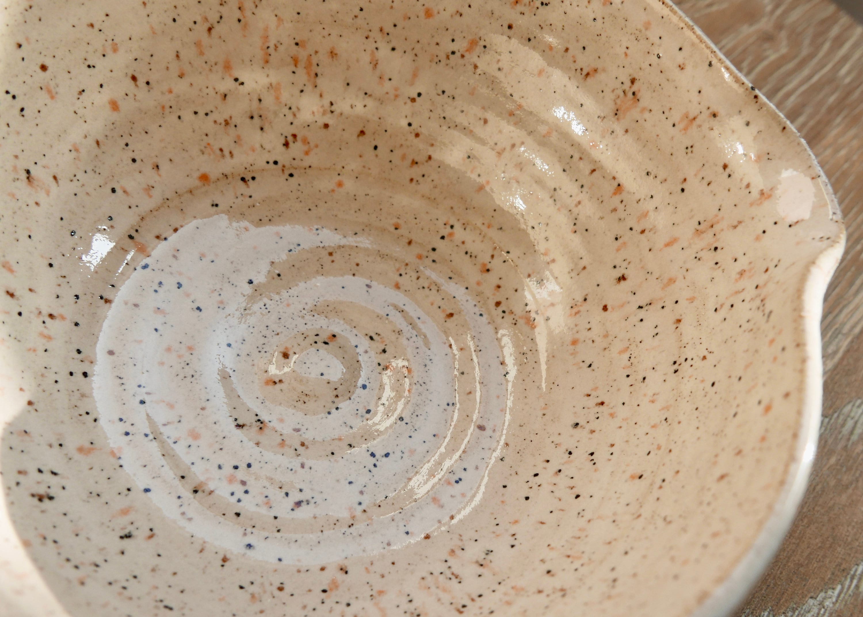 Large Pouring Bowl With Spout, Hand Thrown Stoneware, Vanilla Speckled ...