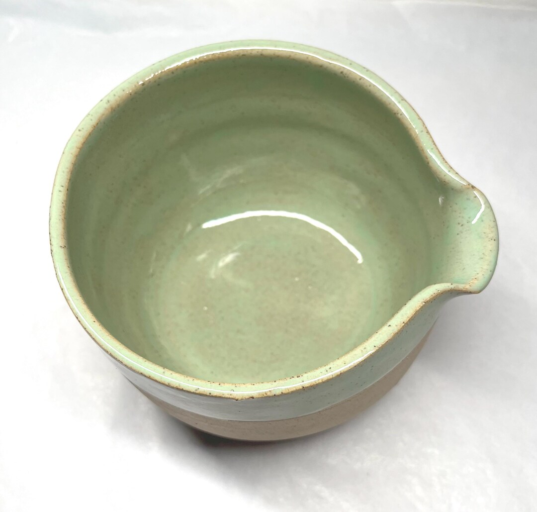 Large Pouring Bowl With Spout, Hand Thrown Stoneware, Moss Green - Etsy