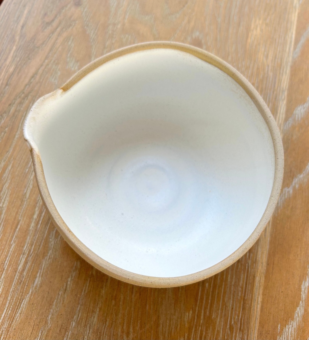 Large Pouring Bowl With Spout, Hand Thrown Stoneware, Matt White Glaze ...