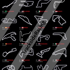 Formula 1 Calendar. 2025 F1 Circuits. F1 Schedule With Dates. - Etsy UK