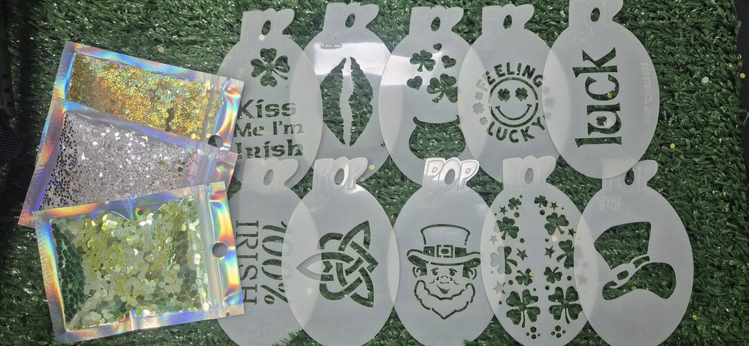 St Patricks Day Mini Stencil Bundle & Glitter - Etsy
