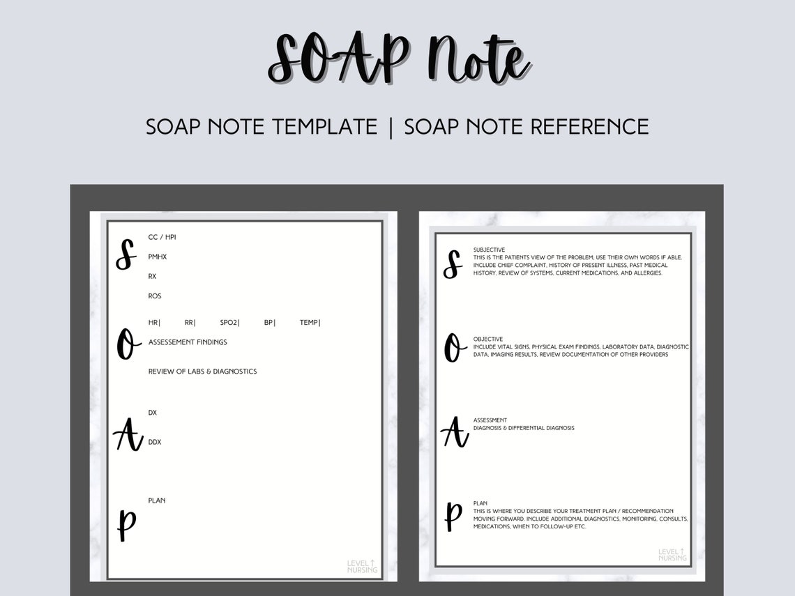 SOAP Note Template & Reference | Etsy Canada