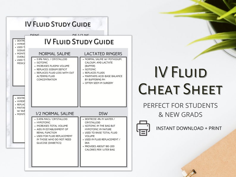 IV Fluid Study Guide | A Cheat Sheet for Medical School, Pre-med, ARNP ...