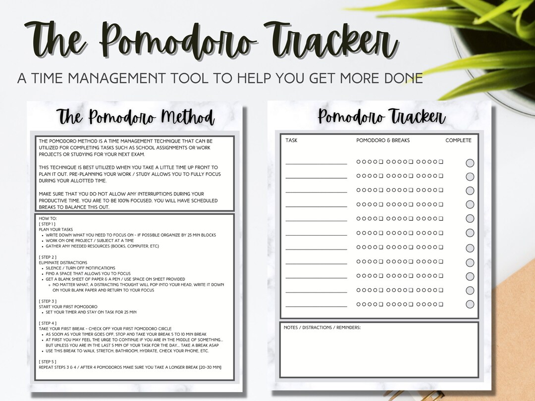 The Pomodoro Tracker| a Time Management Study Tool - Etsy